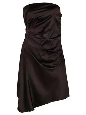 Staud Adriana Draped Strapless Mini Dress - Brown