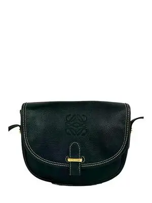 Loewe 2010-2026 Leather Anagram Crossbody Bag - Black