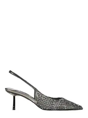 LE SILLA Crystal Embellished Mesh Slingback Pumps - Grey