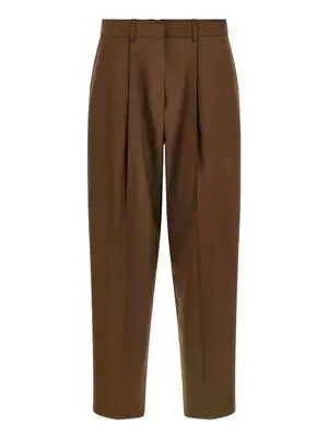 GIANLUCA CAPANNOLO Nora Raw-cut Pleated Trousers - Brown