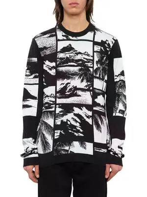 Kenzo Landscape-print Crew-neck Sweater - Black