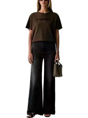 TWINSET Logo Embroidered T-shirt - Brown