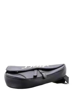 DIOR Saddle Logo Embroidered Leather Crossbody Bag