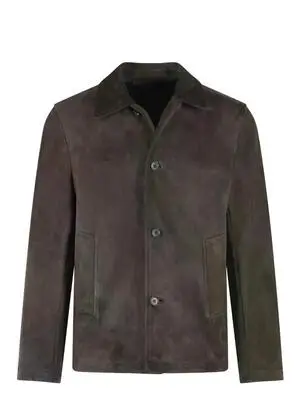SALVATORE SANTORO Suede Button-up Jacket - Brown