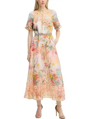 Hale Bob Cyrilla Floral-print Belted Maxi Dress - Neutrals