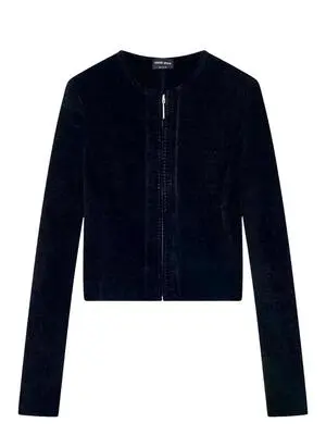 Giorgio Armani Chenille-effect Zip-up Jacket - Blue