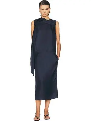 Loulou De Saison Izia Draped Cape Dress - Navy