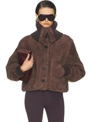 ATTICO The Attico Suede Bomber Jacket In Brown
