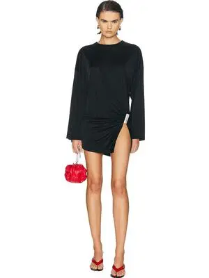 Attico Drape Slit Mini Dress - Black