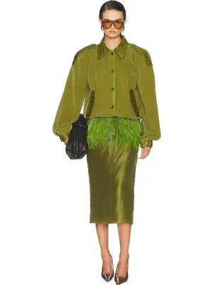 ROWEN ROSE Cropped Bomber Jacket - Green