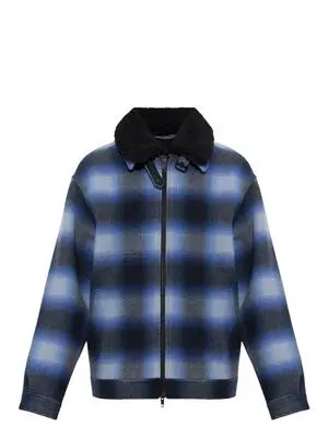 Balenciaga Flannel Bomber Jacket And Black - Blue