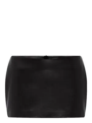Alex Perry Low Rise Mini Skirt In Leather - Black