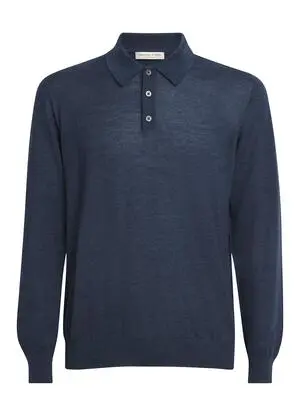 Johnstons Of Elgin Superfine Cashmere Polo Shirt - Navy