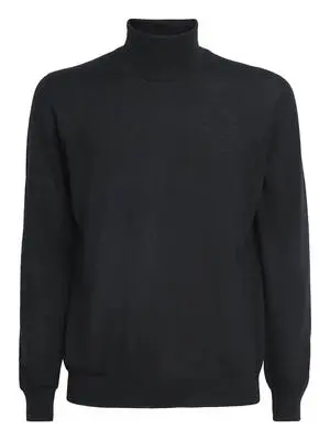 Johnstons Of Elgin Superfine Cashmere Rollneck Sweater - Black
