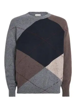 Johnstons Of Elgin Cashmere Argyle Sweater - Beige