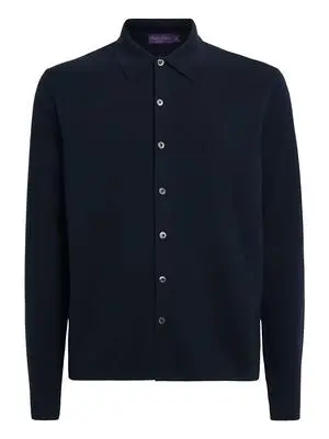 Ralph Lauren Purple Label Wool Polo Cardigan - Navy