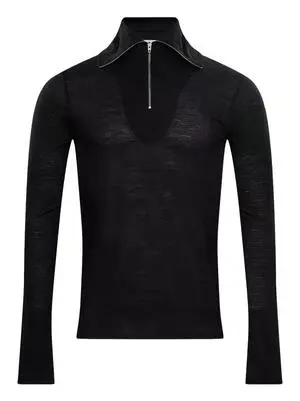 JIL SANDER Quarter-zip Long-sleeve Polo Shirt - Black