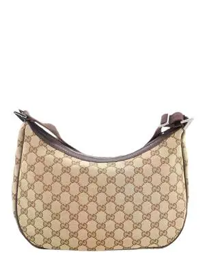 Gucci Saddle Zip Messenger Bag Gg Canvas With Leather Medium Crossbody Bag - Brown