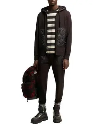 Moncler Quilted-panel Zip-up Hoodie - Black