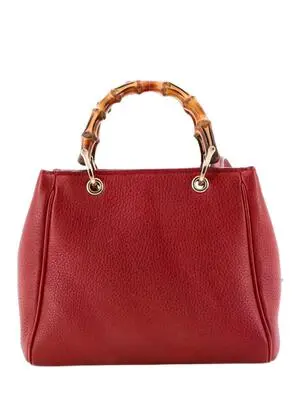 Gucci Bamboo Shopper Tote Leather Mini Satchel Red