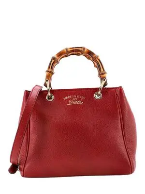 Gucci Bamboo Shopper Tote Leather Mini Satchel - Red