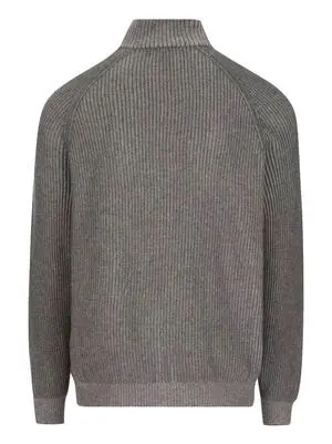 Brunello Cucinelli Ribbed-knit Zip-up Cardigan - Grey