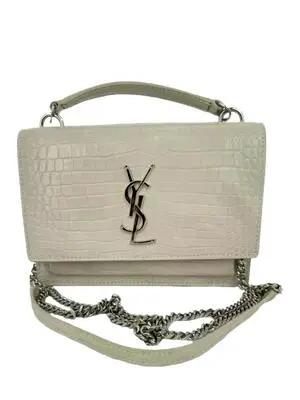 SAINT LAURENT Crocodile-embossed Sunset Shoulder Bag
