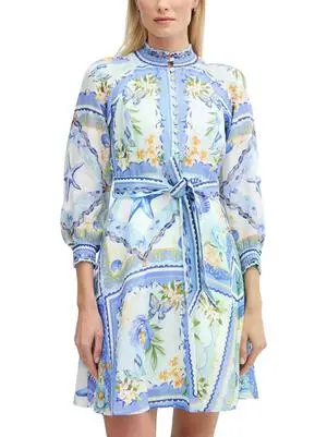 Hale Bob Lakelynn Floral-print Belted Mini Dress - Blue
