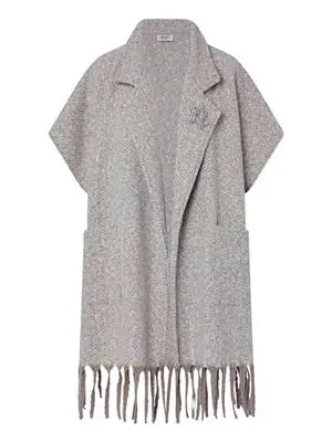 Liu Jo Long Jacquard Poncho - Neutrals