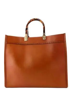 Fendi Sunshine Shopper Leather Medium Tote Bag - Brown