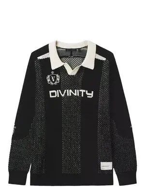 FIVE CM Logo Intarsia Open-collar Sweater - Black