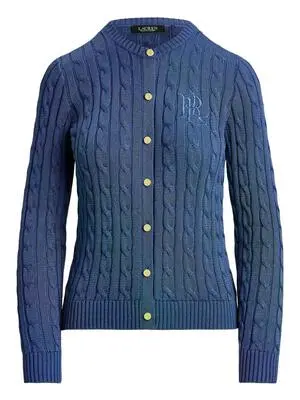 Ralph Lauren Cable-knit Logo Embroidered Cardigan - Blue