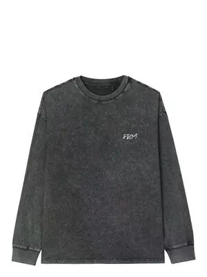 FIVE CM Acid-wash Logo-print T-shirt - Black