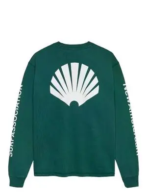 NEW AMSTERDAM SURF ASSOCIATION NEW AMSTERDAM Bottle Green Cotton Logo Print Long Sleeve Sweater