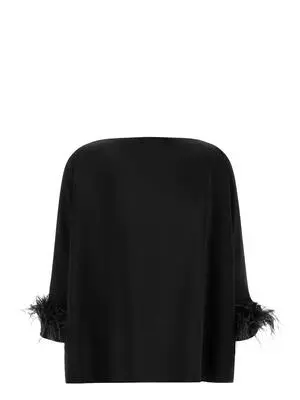 GIANLUCA CAPANNOLO Feather-cuff Blouse - Black