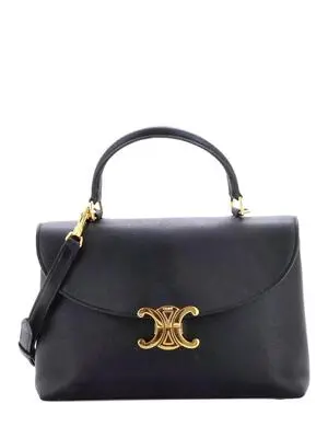 Celine Nino Top Handle Bag Leather Medium Satchel - Black