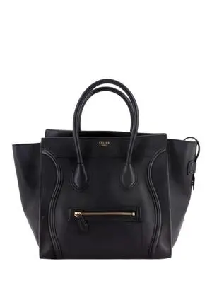 Celine Luggage Bag Smooth Leather Mini Tote - Black