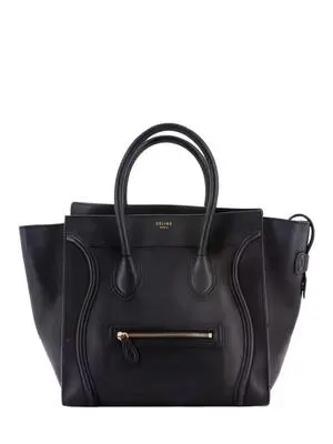 Celine Luggage Bag Smooth Leather Mini Tote - Black