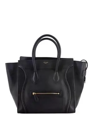 Celine Luggage Bag Smooth Leather Mini Tote - Black