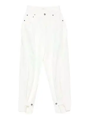 LAMRONS Cotton Pleated Jeans With Button Cuffs - White