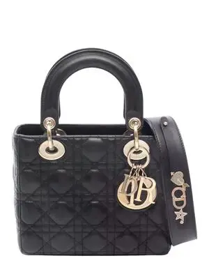 Dior 2010-2026 Small Lambskin Cannage My Abcdior Lady Satchel - Black