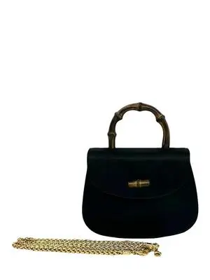 Gucci 2000-2015 Mini Satin Bamboo Night Satchel Black