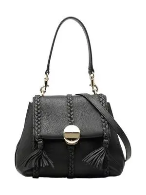 Chloé 2023 Small Grained Calfskin Penelope Soft Satchel - Black