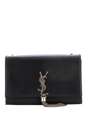 Saint Laurent Classic Monogram Tassel Leather Medium Crossbody Bag - Black