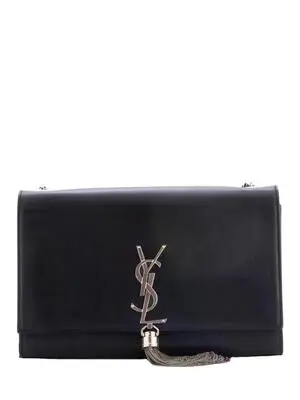 Saint Laurent Classic Monogram Tassel Leather Medium Crossbody Bag - Black