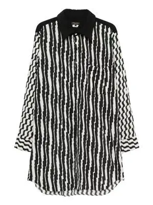 Comme Des Garçons Abstract-print Long-line Shirt - White