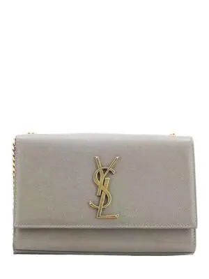 Saint Laurent Classic Monogram Grainy Leather Small Crossbody Bag - Grey