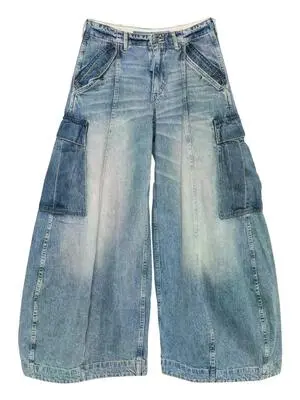 R13 R13 Wide Leg Two-Tone Cargo Pants
