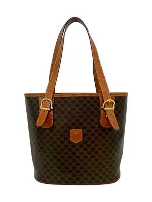 Celine 1996 Macadam Coated Canvas Tote Bag - Brown