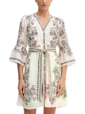Hale Bob Maxwell Floral-print Belted Mini Dress - Neutrals
